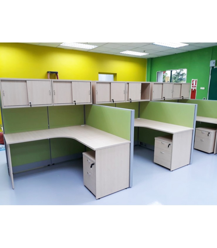 Office Workstation with Hanging Cabinets